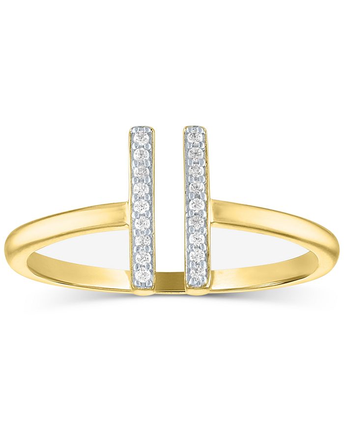 Macy's Diamond Parallel Bar Cuff Ring (1/10 ct. t.w.) - Macy's