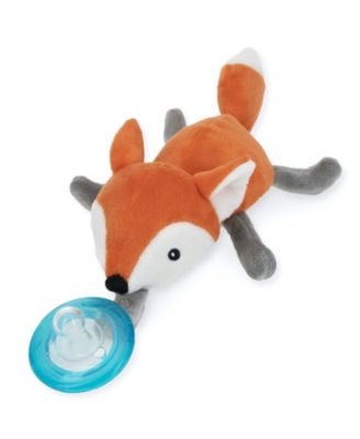 Calming Natural Flex Snuggleez Pacifier with Plush Animal, Fox, Orange