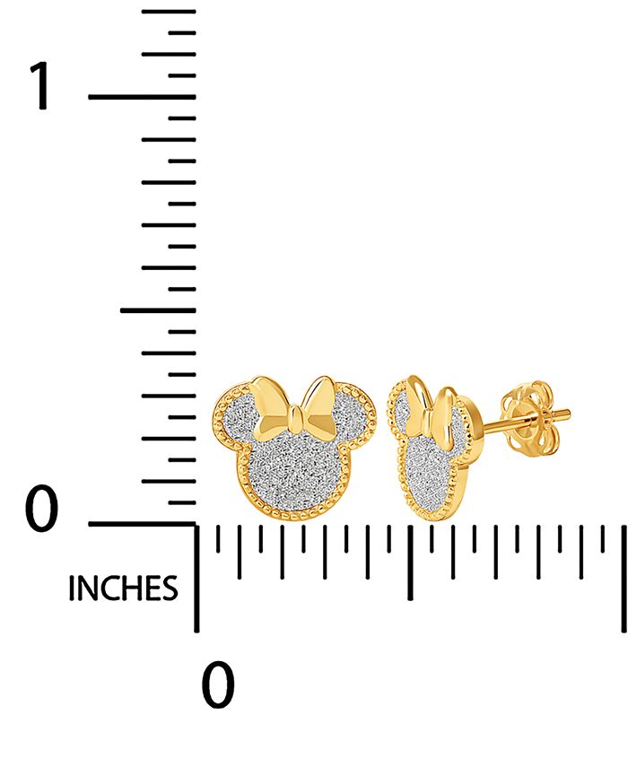 Disney Minnie Mouse Glitter Stud Earrings in 18k Gold-Plated Sterling ...