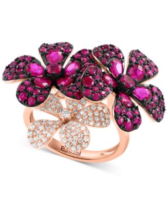 EFFY® Ruby (3-1/4 ct. t.w.) & Diamond (3/8 ct. t.w.) Flower Ring in 14k ...