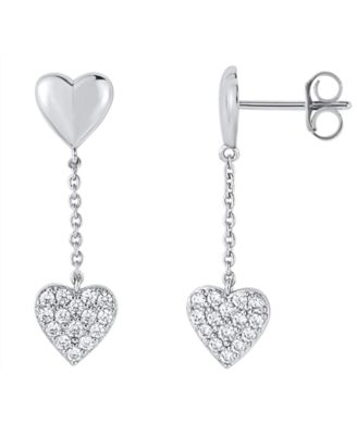 And Now This Cubic Zirconia (0.30 ct.t.w.) Heart Drop Earring - Macy's