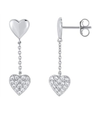 And Now This Cubic Zirconia (0.30 ct.t.w.) Heart Drop Earring - Macy's