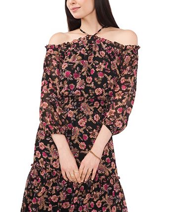 1.STATE Women's Long Sleeve Smocked Waist Halter Maxi Dress - Macy's