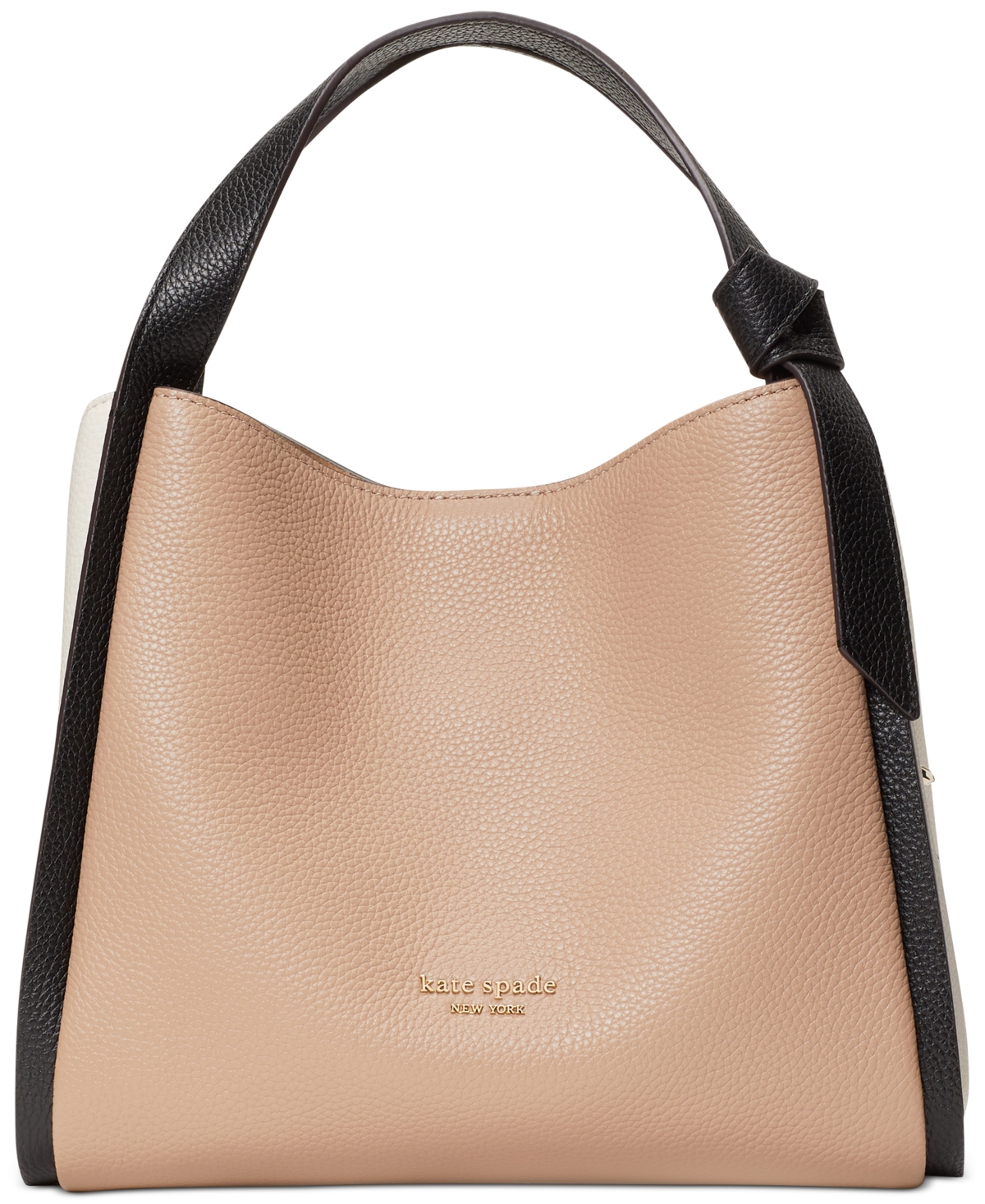 Kate Spade Knott Colorblocked Pebble Leather Tote In Kraft Paper Multi ...