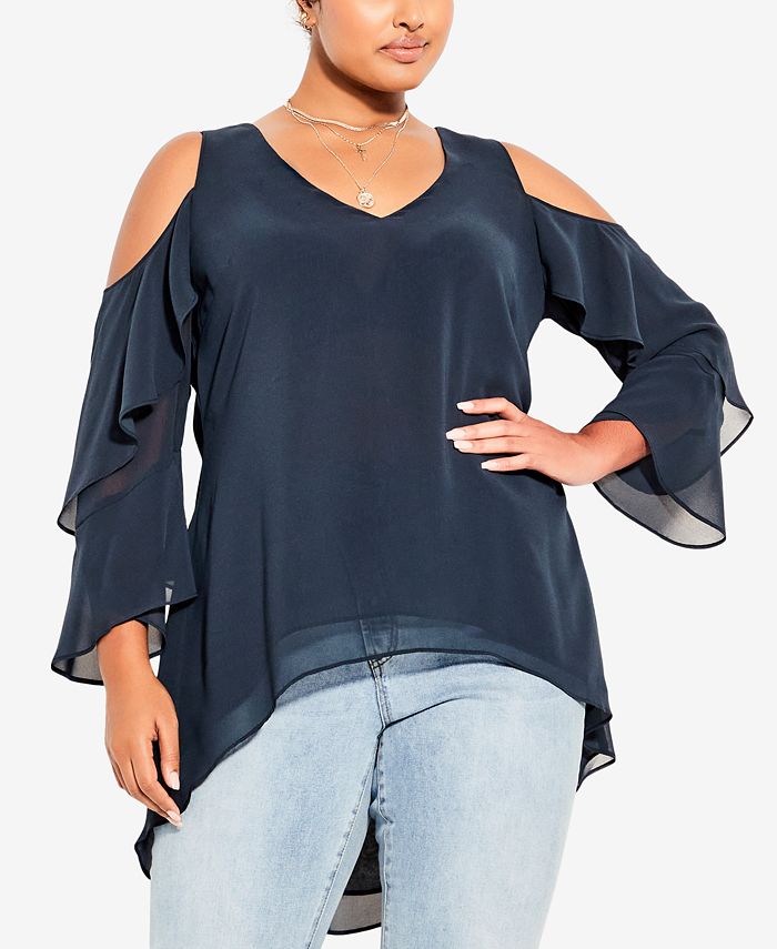 City Chic Trendy Plus Size High Low Cold Shoulder Top And Reviews Women Macys