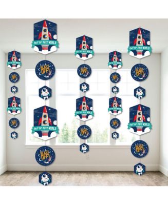 Blast Off to Outer Space Rocket Ship Birthday Party Hanging Vertical ...
