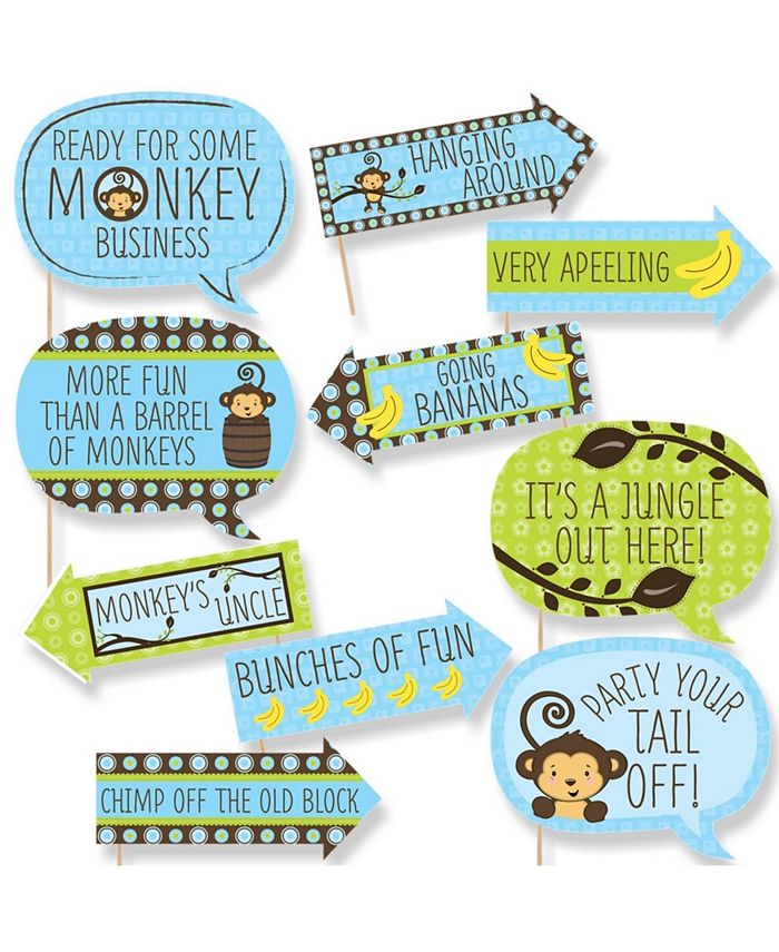 Big Dot of Happiness Funny Blue Monkey Boy - Party Photo Booth Props ...