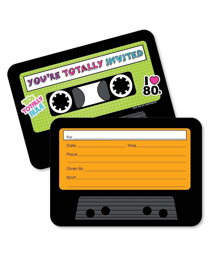 Big Dot of Happiness 80's Retro - Shaped Fill-in Invitations with ...