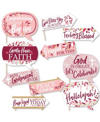 Big Dot of Happiness Funny Baptism Pink Elegant Cross - Girl Religious ...