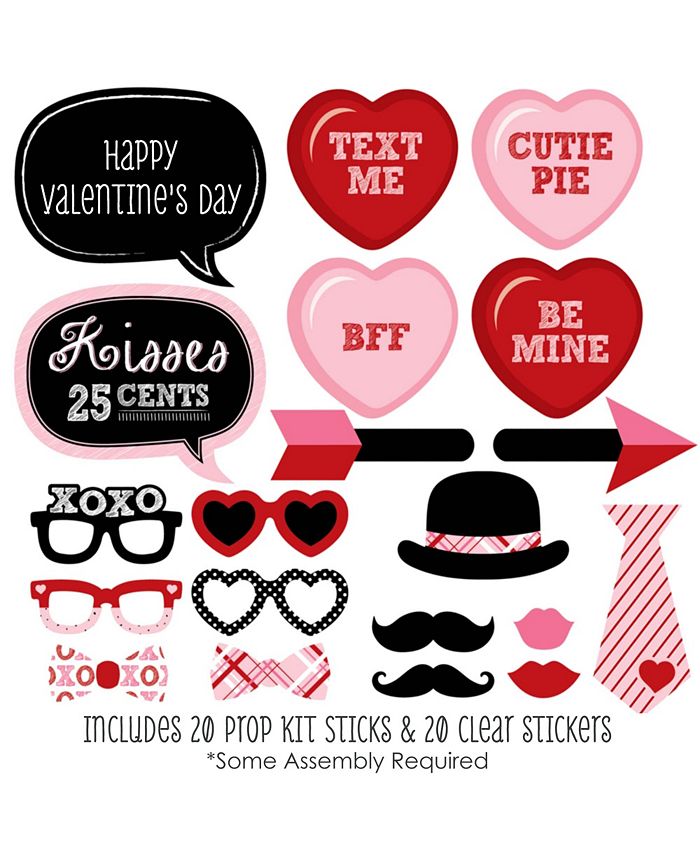 Big Dot of Happiness Valentine's Day - Photo Booth Props Kit - 20 Count ...