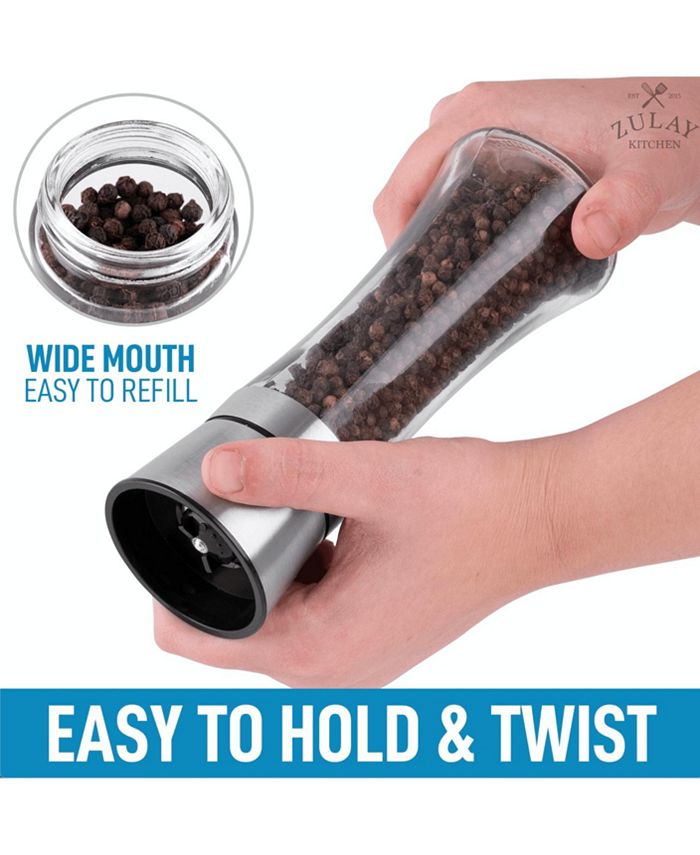 Zulay Kitchen Salt and Pepper Grinder with Adjustable Coarseness ...