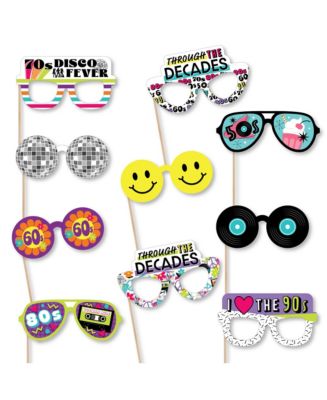 Through the Decades Glasses 50s, 60s, 70s, 80s & 90s Photo Booth Props ...