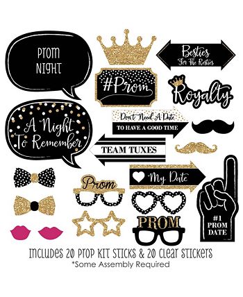 Big Dot of Happiness Prom - Prom Night Photo Booth Props Kit - 20 Count ...