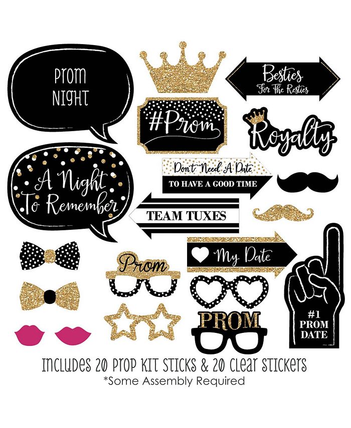Big Dot of Happiness Prom - Prom Night Photo Booth Props Kit - 20 Count ...