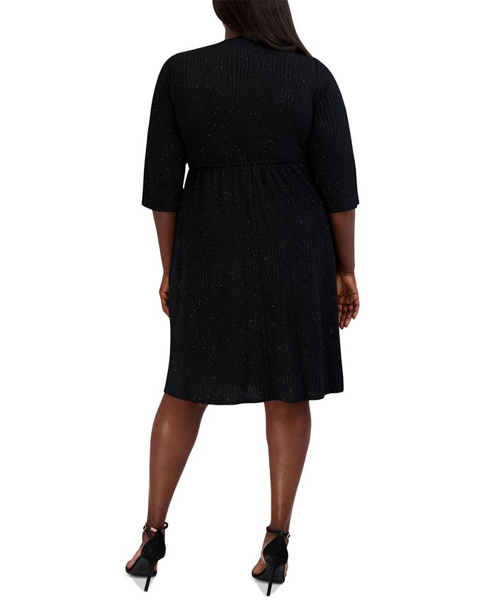 Robbie Bee Plus Size O-Ring Glitter A-Line Dress - Macy's