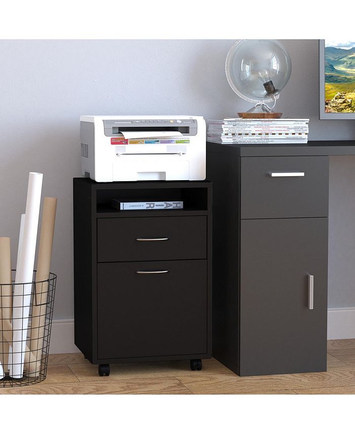 HOMCOM Mobile File Cabinet Organizer Office Filing Organizer w/ Key ...