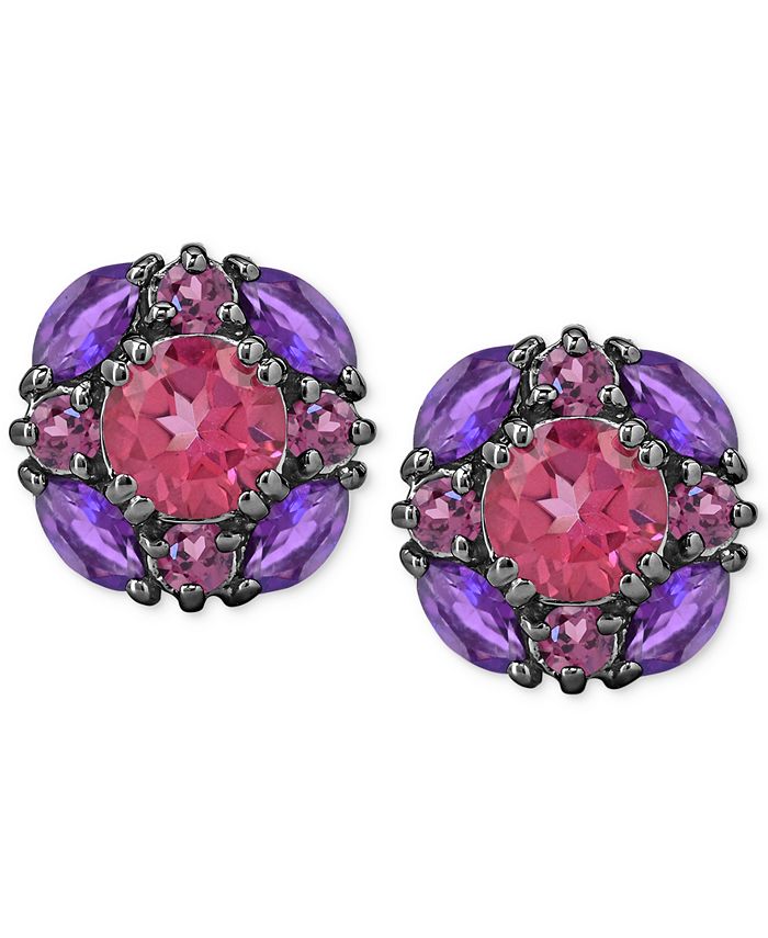 Macy's Multi-Gemstone Cluster Stud Earrings (3-5/8 ct. t.w.) in ...