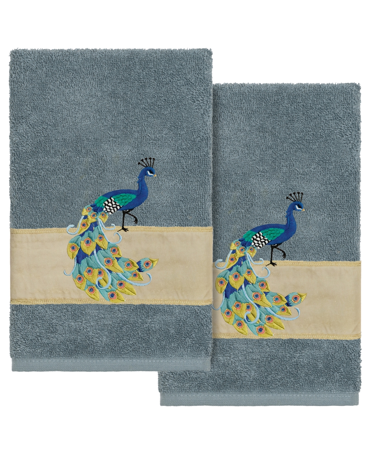 Linum Home Turkish Cotton Penelope Embellished 2-Pc. Hand Towel Set - Teal