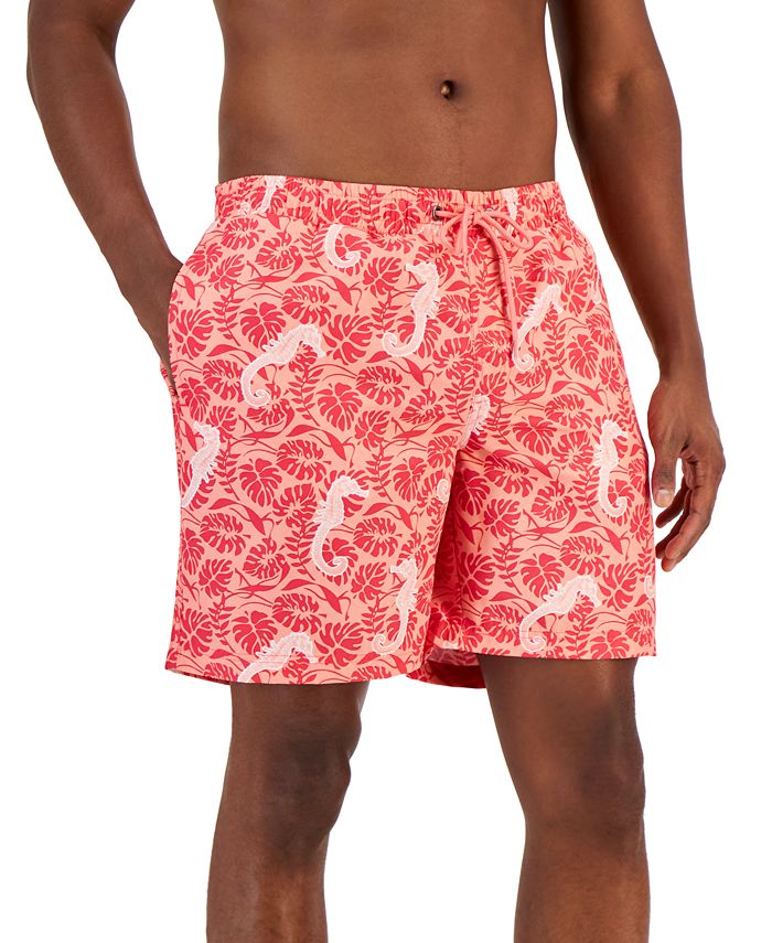 Club Room Men's Tropical Seahorse Swim Trunks, Created for Macy's - Macy's