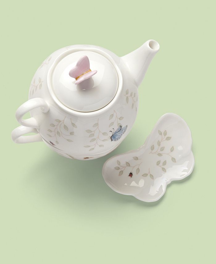 Lenox Butterfly Meadow Stackable Tea Set with Bag Holder - Macy's Lenox Butterfly Meadow Stackable Tea Set with Bag Holder - Macy's
