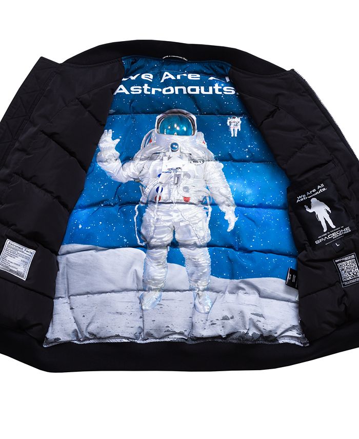 Space One Men's Nasa Inspired Hooded Bomber Jacket with Printed ...