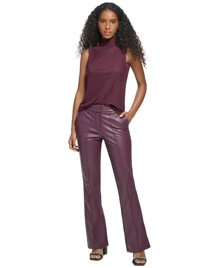 Calvin Klein Women's Sleeveless Mesh Mock Neck Top - Macy's