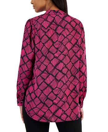 Anne Klein Women's Printed Flat Satin Popover Tunic - Macy's