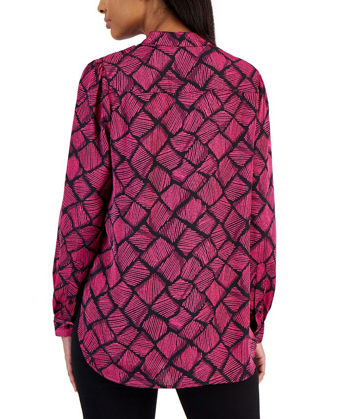 Anne Klein Women's Printed Flat Satin Popover Tunic - Macy's Anne Klein Women's Printed Flat Satin Popover Tunic - Macy's