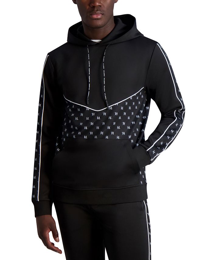 KARL LAGERFELD PARIS Men's Slim-Fit Monogram Print Logo Hoodie - Macy's