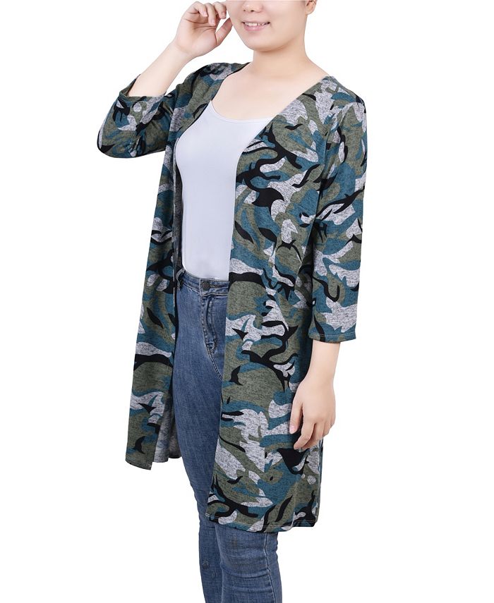 NY Collection Women's 3/4 Sleeve Knit Cardigan - Macy's