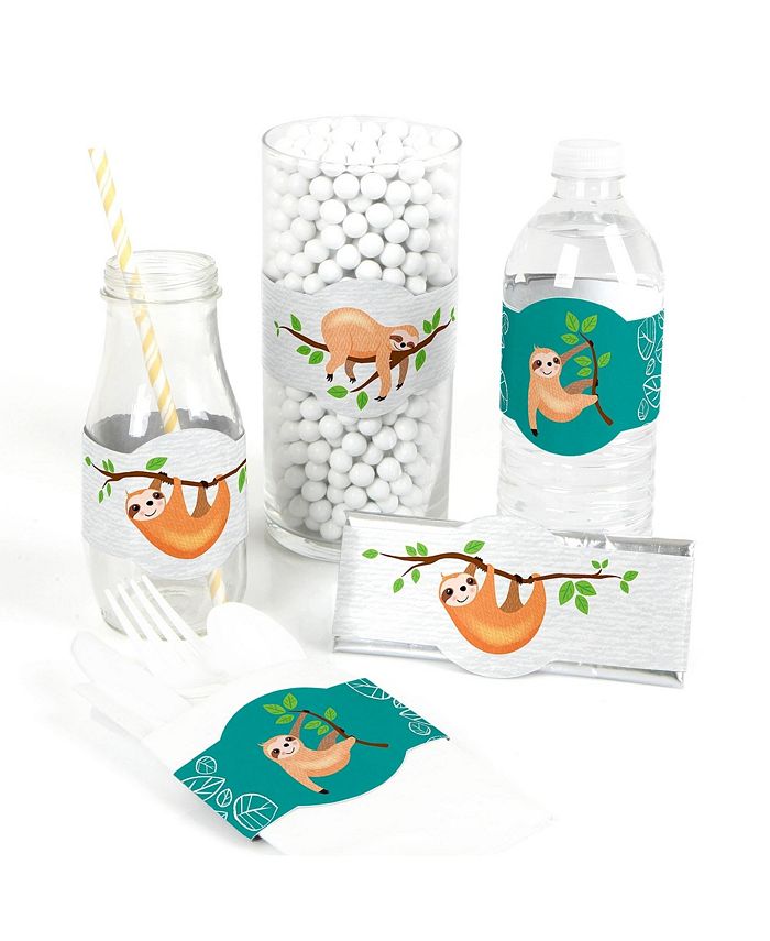 Big Dot of Happiness Let's Hang - Sloth - Party DIY Wrapper Favors and ...