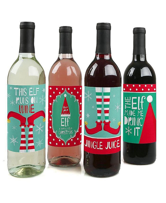Big Dot of Happiness Elf Squad - Elf Christmas Party Decor - Wine ...