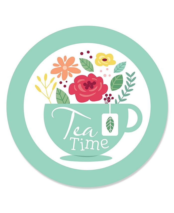 Big Dot of Happiness Floral Let's Par-Tea - Garden Tea Party Circle ...