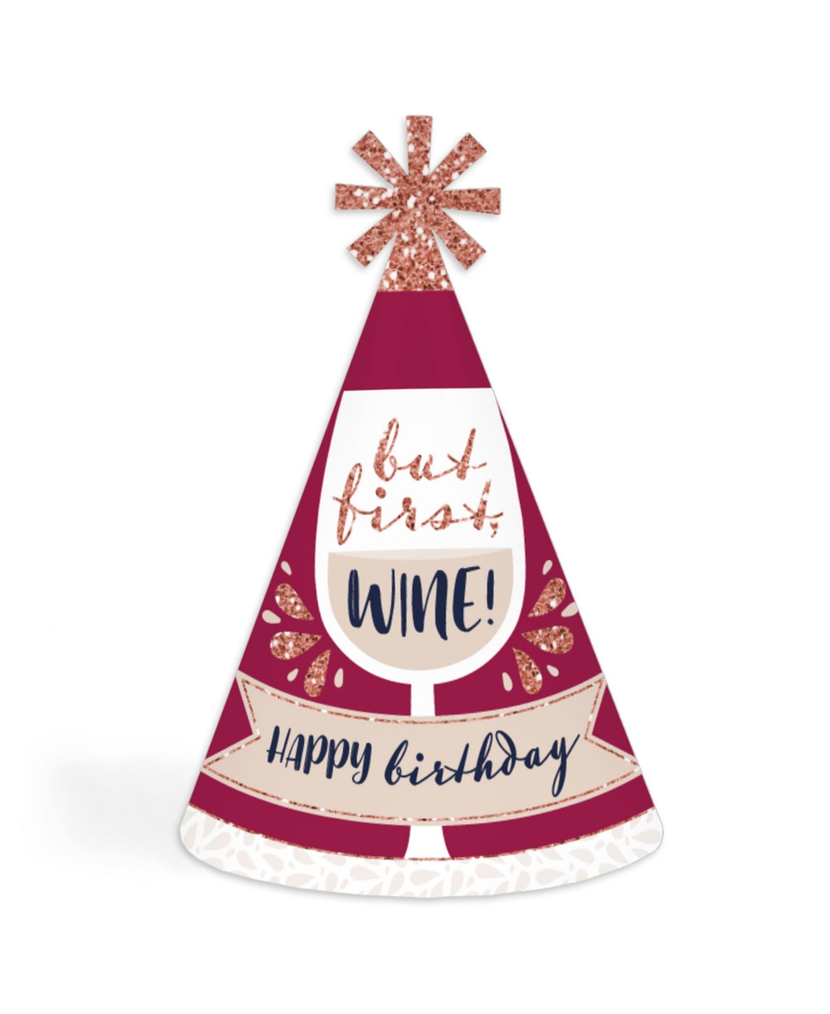 Big Dot Of Happiness But First, Wine - Cone Happy Birthday Party Hats ...