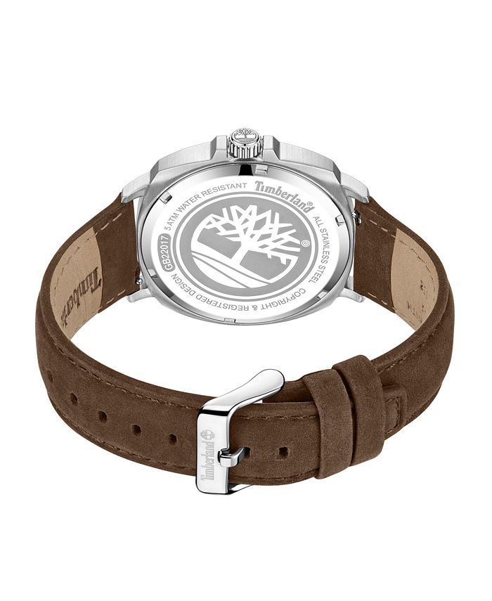 Timberland Men's Bailard Brown Genuine Leather Strap Watch, 44mm - Macy's