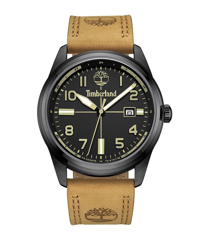 Timberland Men's Northbridge Wheat Genuine Leather Strap Watch, 45mm ...
