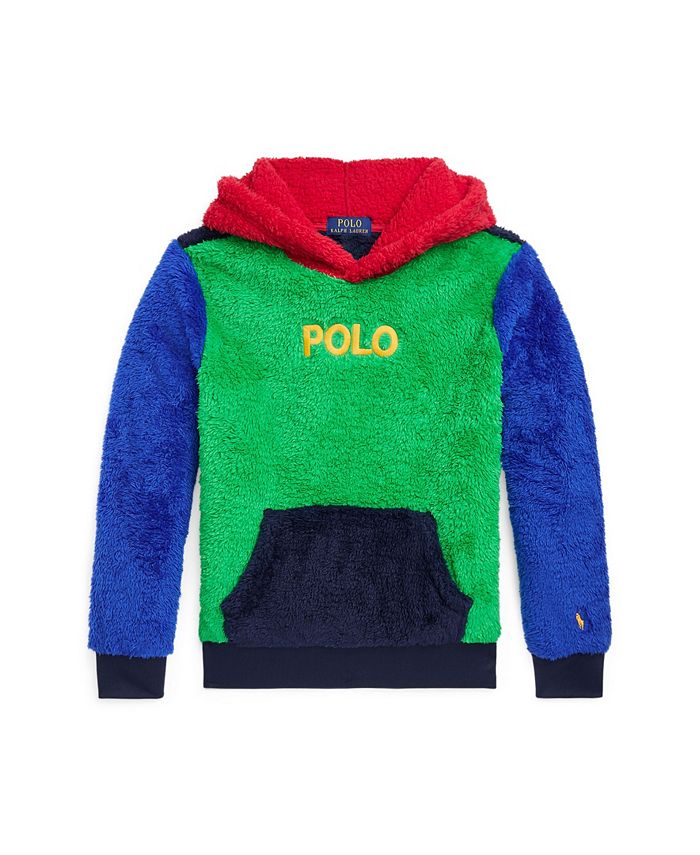 Polo Ralph Lauren Big Boys Long Sleeve Logo Teddy Fleece Hoodie - Macy's