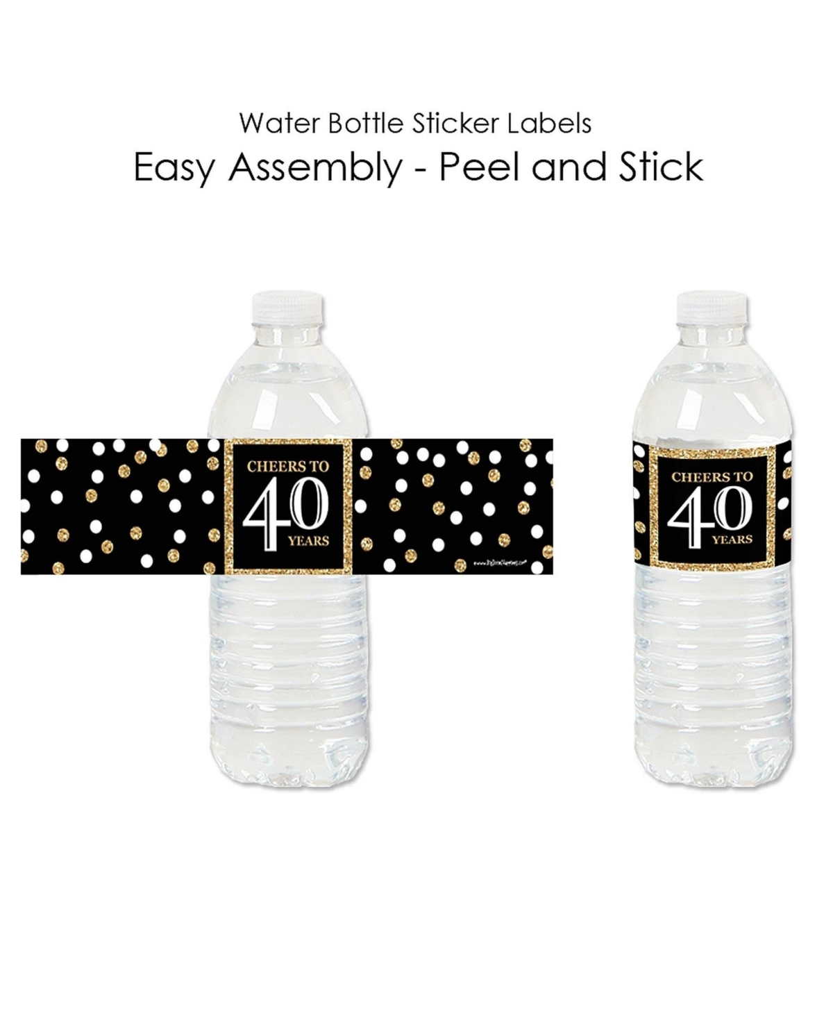 Big Dot Of Happiness Adult 40th Birthday - Gold - Birthday Party Water ...