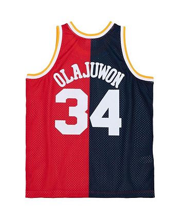Mitchell & Ness Men's Hakeem Olajuwon Navy, Red Houston Rockets Big and ...