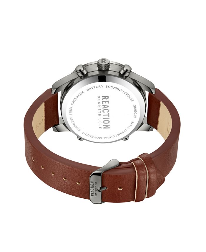 Kenneth Cole Reaction Men's Ana-digi Brown Synthetic Leather Strap ...