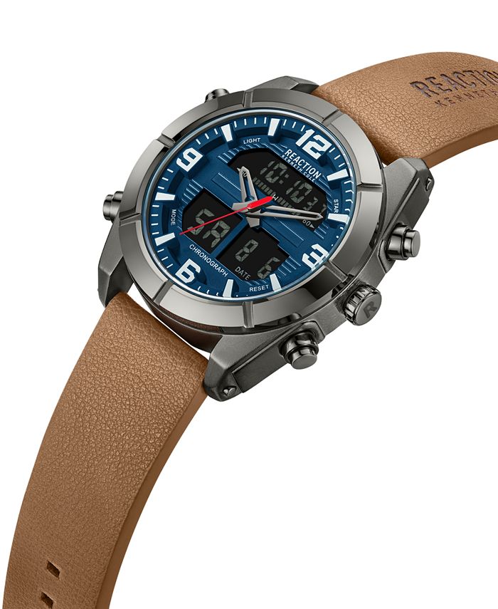 Kenneth Cole Reaction Men's Ana-digi Tan Synthetic Leather Strap Watch ...