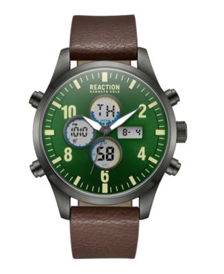 Kenneth Cole Reaction Men's Ana-digi Brown Synthetic Leather Strap ...