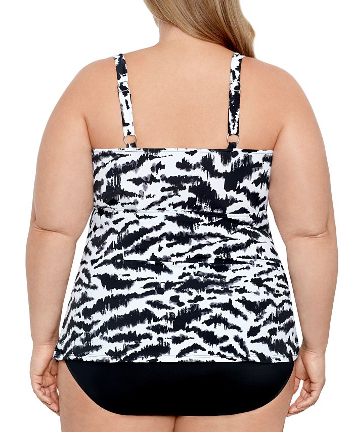 Swim Solutions Plus Size Tummy Control Triple Tier Fauxkini Created