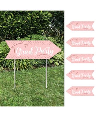 Big Dot of Happiness Rose Gold Grad - Arrow Direction Signs - Double ...