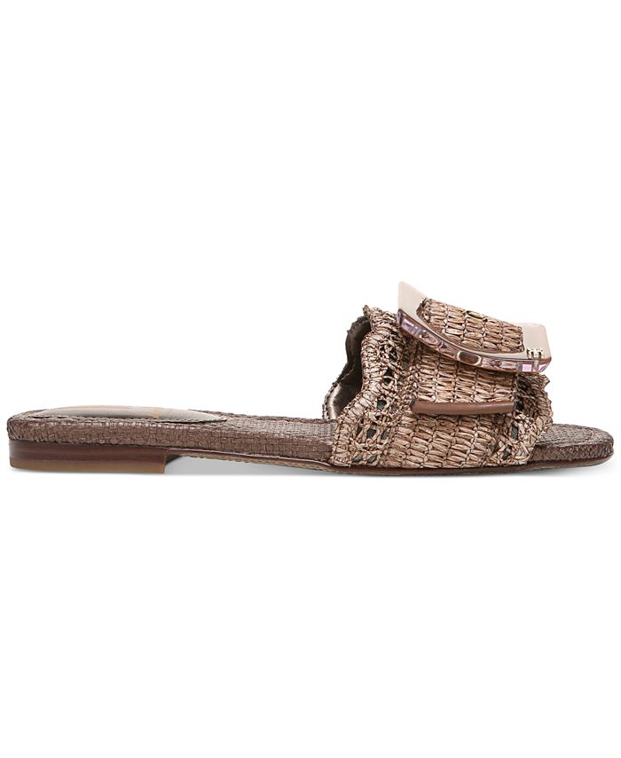 Sam Edelman Women's Bambi Raffia Buckle Slide Sandals - Macy's
