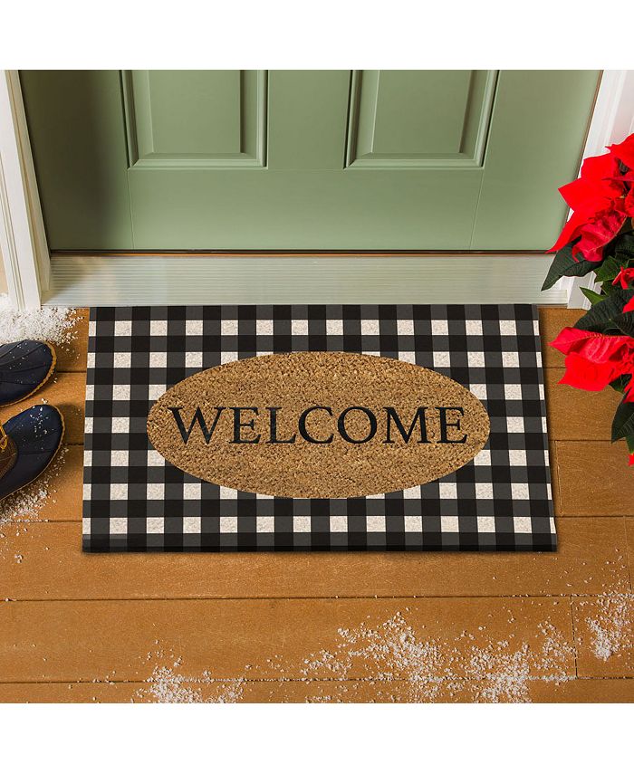 Evergreen Buffalo Check Welcome Indoor Outdoor Natural Coir Doormat 1'4 ...