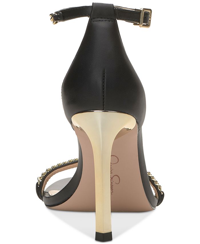Jessica Simpson Women's Qiven T-Strap Chain Heeled Dress Sandals - Macy's
