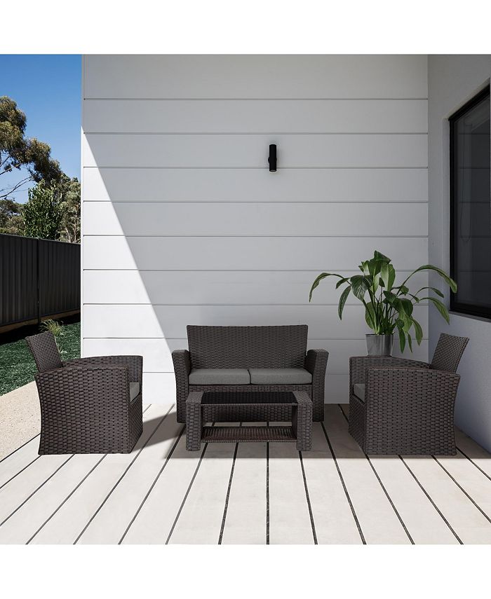 WestinTrends 4-Piece Modern Patio Conversation Sofa Set with Cushions ...