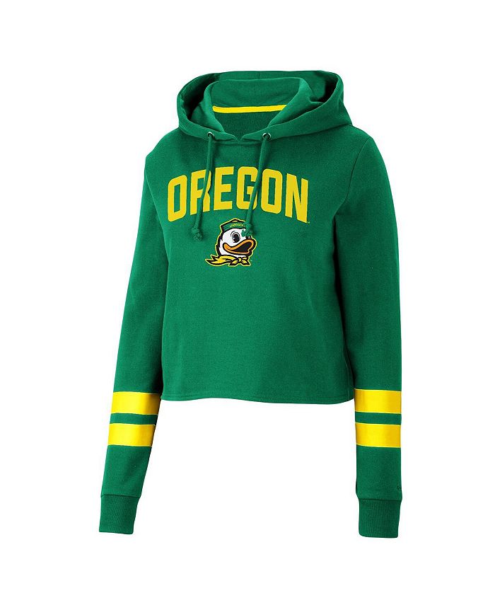 Colosseum Women's Green Oregon Ducks Throwback Stripe Cropped Pullover ...