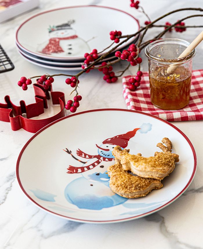 Over and Back Snowman Plates, Set of 4 - Macy's